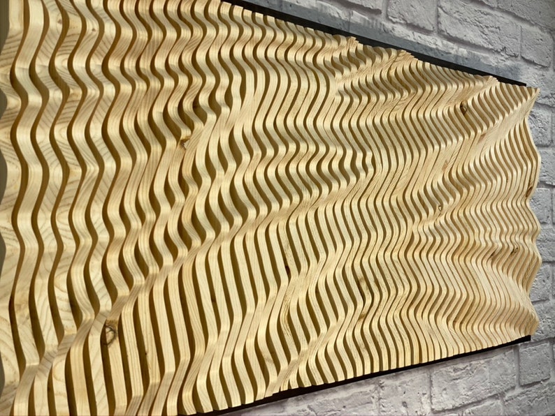 Natural Wood Wall Panel Sound Wave Art 3D Wood Wall Panels | Etsy