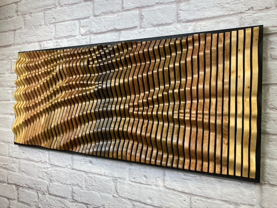 Natural Parametric Wood Sound Diffuser Natural Wood Wall | Etsy