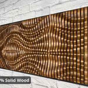 Modern Parametric Wave Wood Wall Art, 100% Solid Wood Wall Panel ...