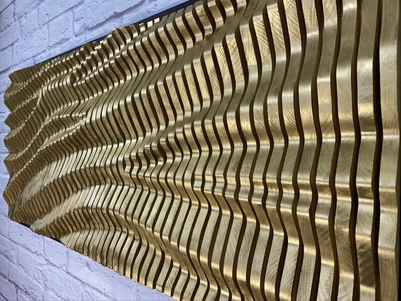 Gold Sound Diffuser Panel Natural Wood Wall Panel Sound Wave | Etsy