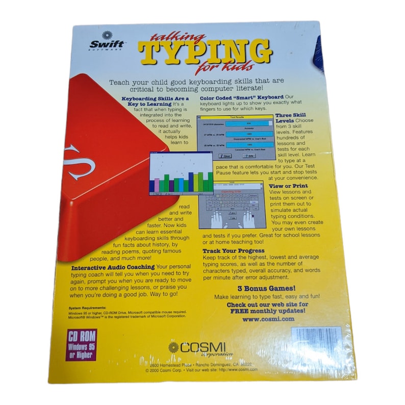 NEW Vintage Swift Software Talking Typing for Kids CD ROM Cosmi 2000 - Etsy