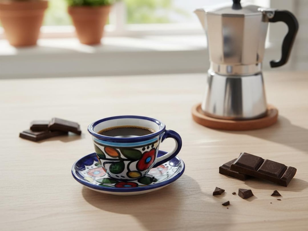 Handcrafted Palestinian Arabic Coffee Cup | Garden Rose Vine Ceramic ...
