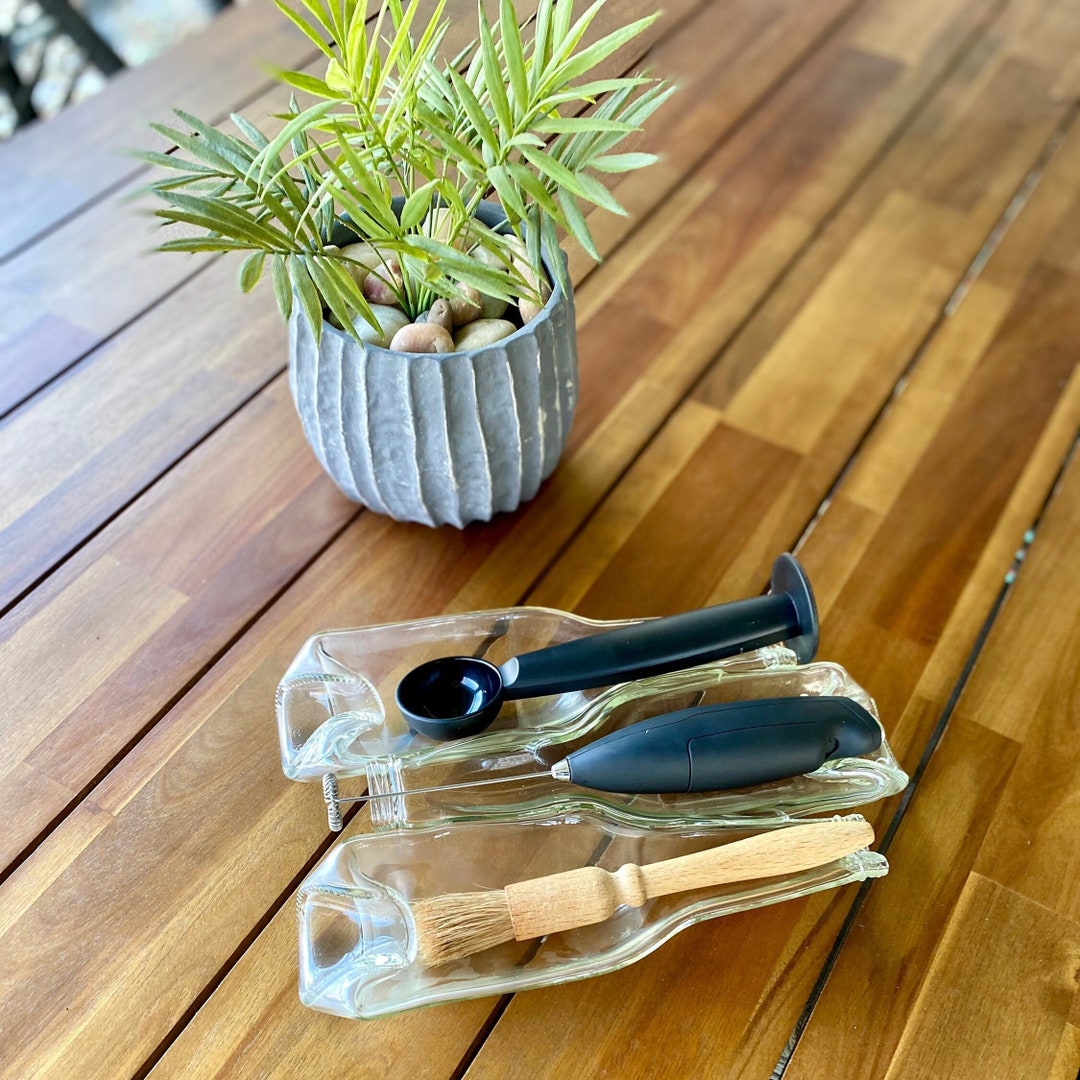 Melted Recycled Glass Bottle Triple Spoon Rest: Unique Serving Tray - Etsy