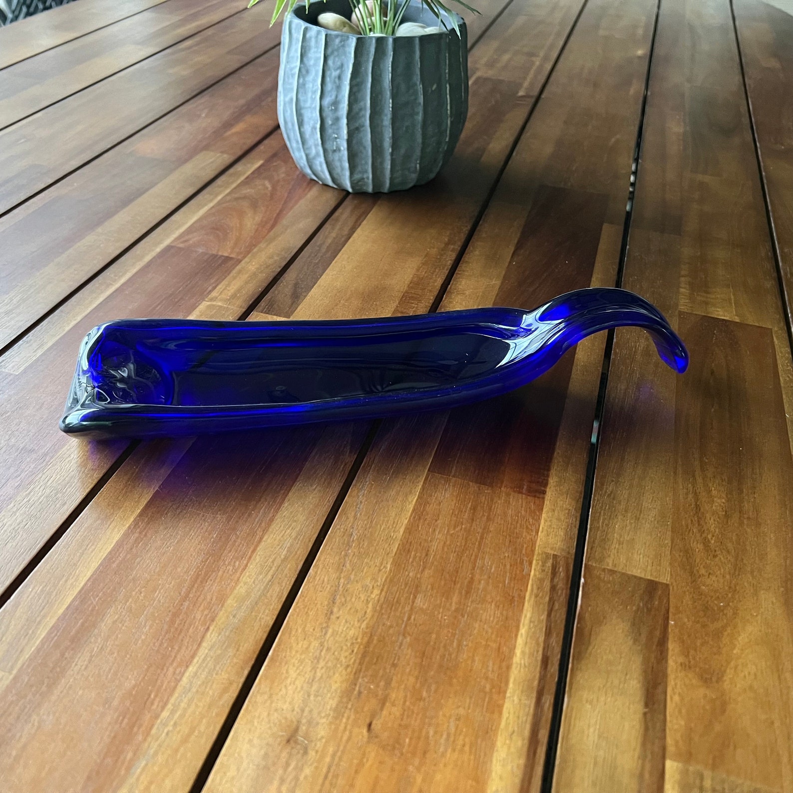 Recycled Wine Bottle Tray: Slumped Glass Serving Dish With Handle - Etsy