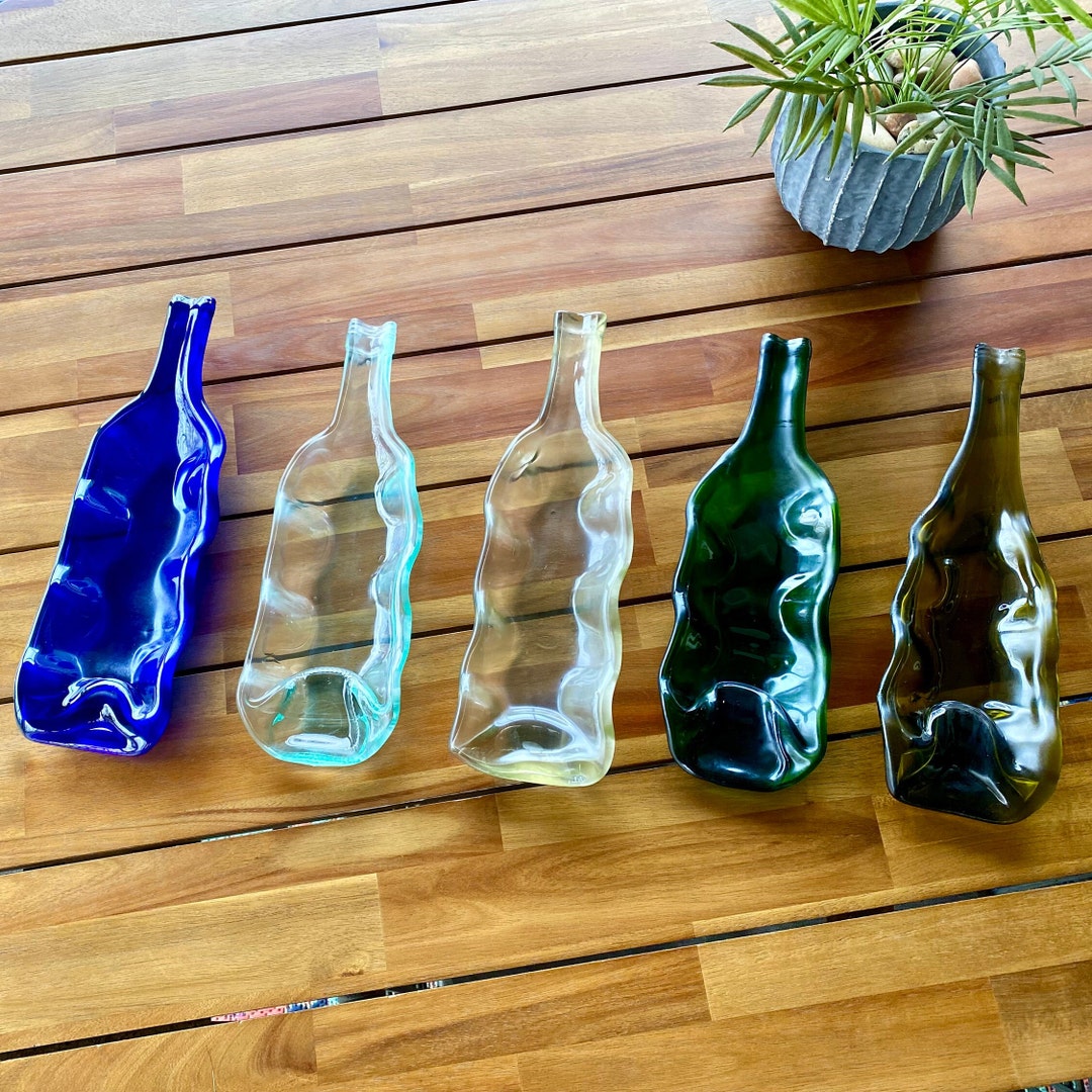 Recycled Wine Bottle Tray: Slumped Glass Wavy Serving Dish, Spoon Rest ...