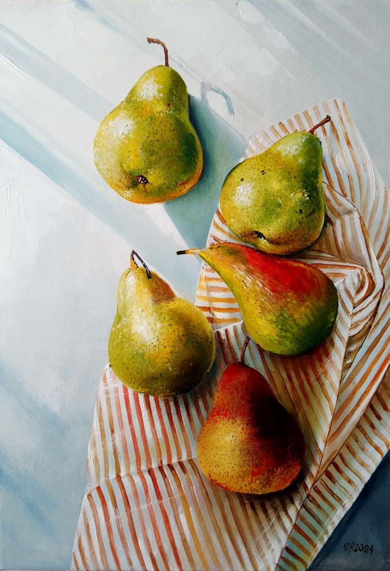 Still Life pears/oil Painting/canvas/handmade/wall Decor/interior/fruit ...
