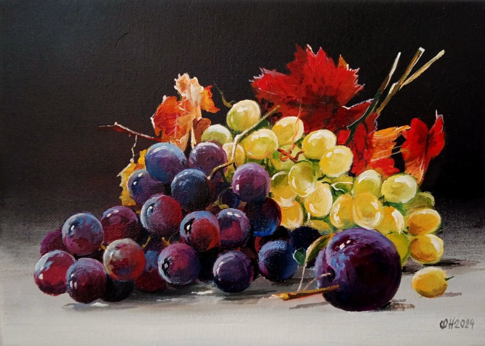 Painting grapes and Plums/oil Painting/canvas/handmade/wall Decor ...