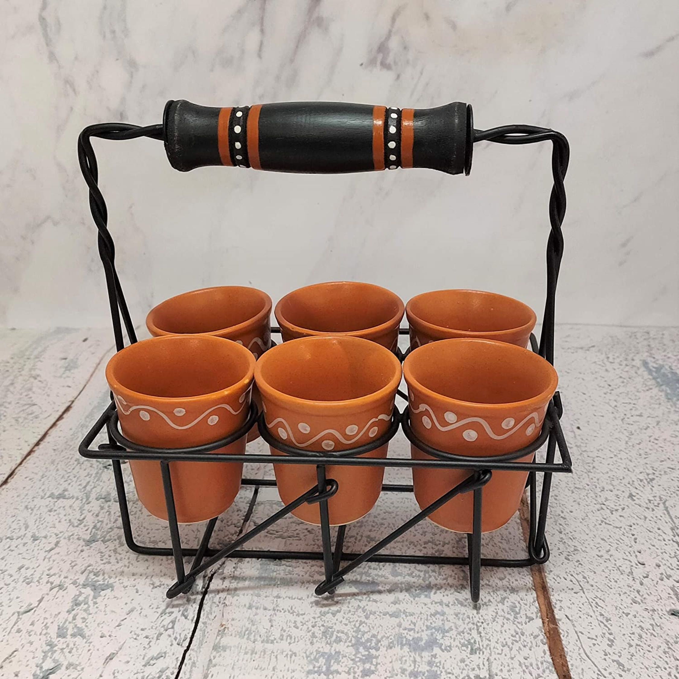 Home Kitchen Cutting Chai Glass With Stand Set of 6 Ceramic - Etsy