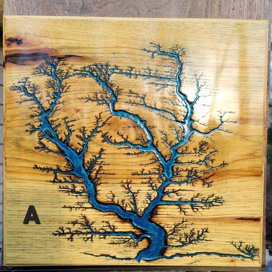 Blue Pearl Epoxy Hickory Fractal Lichtenburg Wood Burn Gifts for Him ...