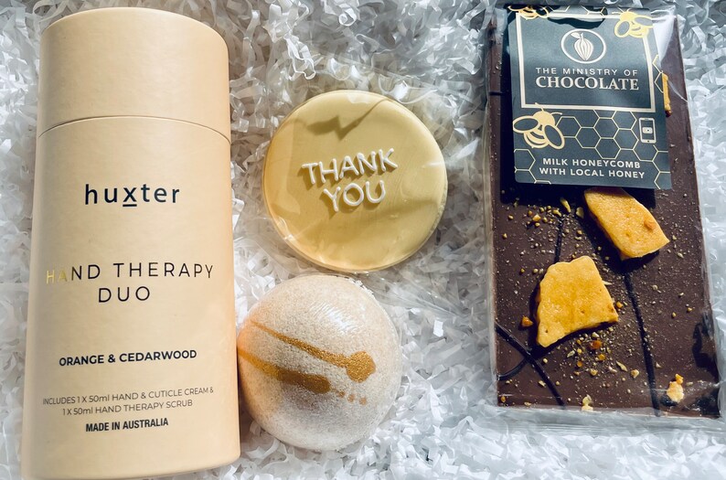 Thank You Pamper Hamper Bath Bomb, Cookie, Chocolate and Hand Therapy ...
