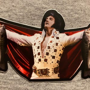 ELVIS FISHING Sticker Vinyl Weatherproof With Fish White Jumpsuit Bass ...
