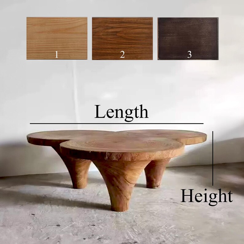 Solid Wood Low Coffee Table Round Black Wood Small Tea Table Rustic ...