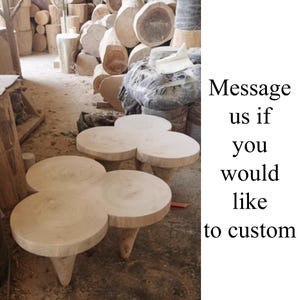 Solid Wood Low Coffee Table Round Black Wood Small Tea Table Rustic ...