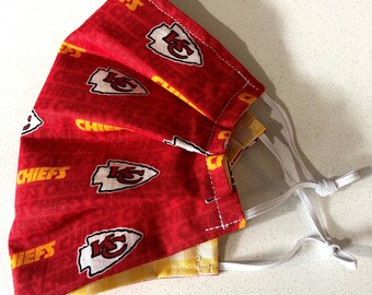 Kansas City Chiefs NFL Pleated Face Mask Washable Reusable - Etsy
