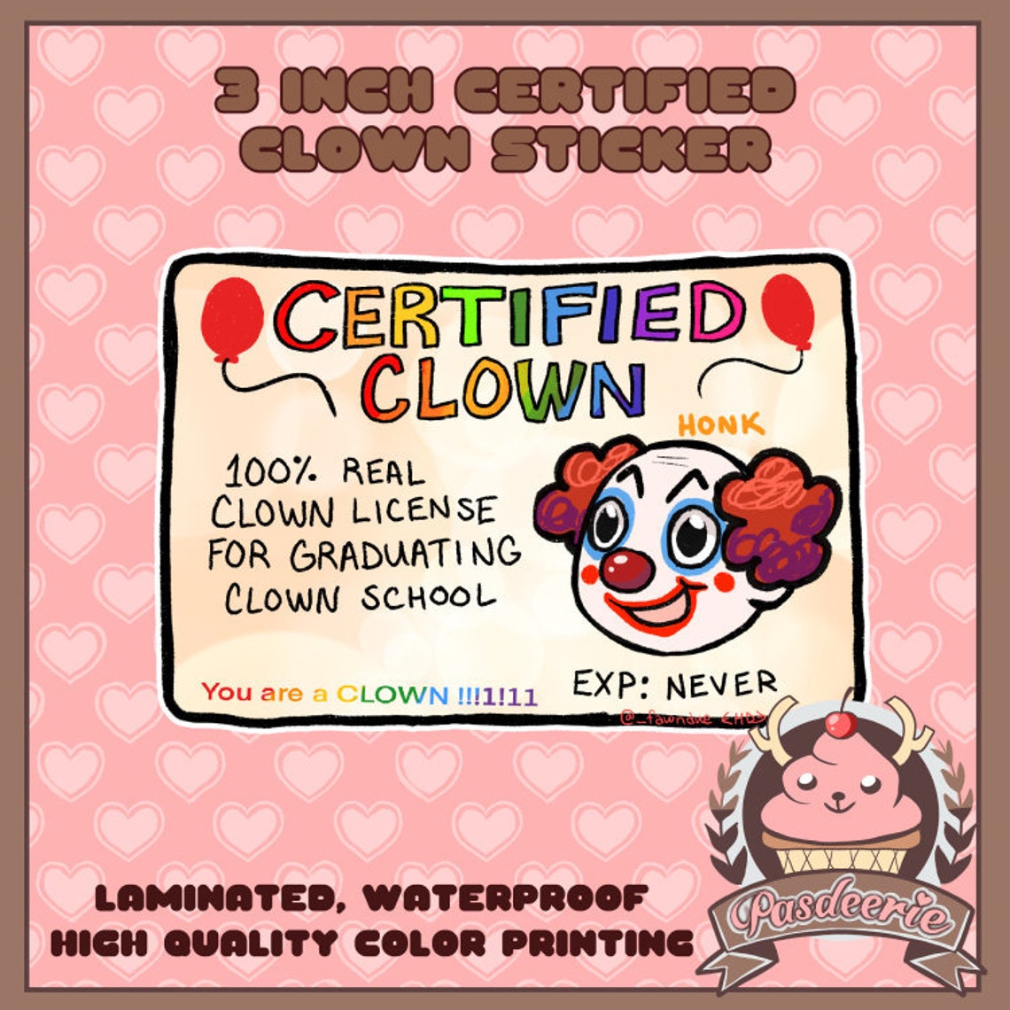 Certified Clown Licence Sticker | Etsy
