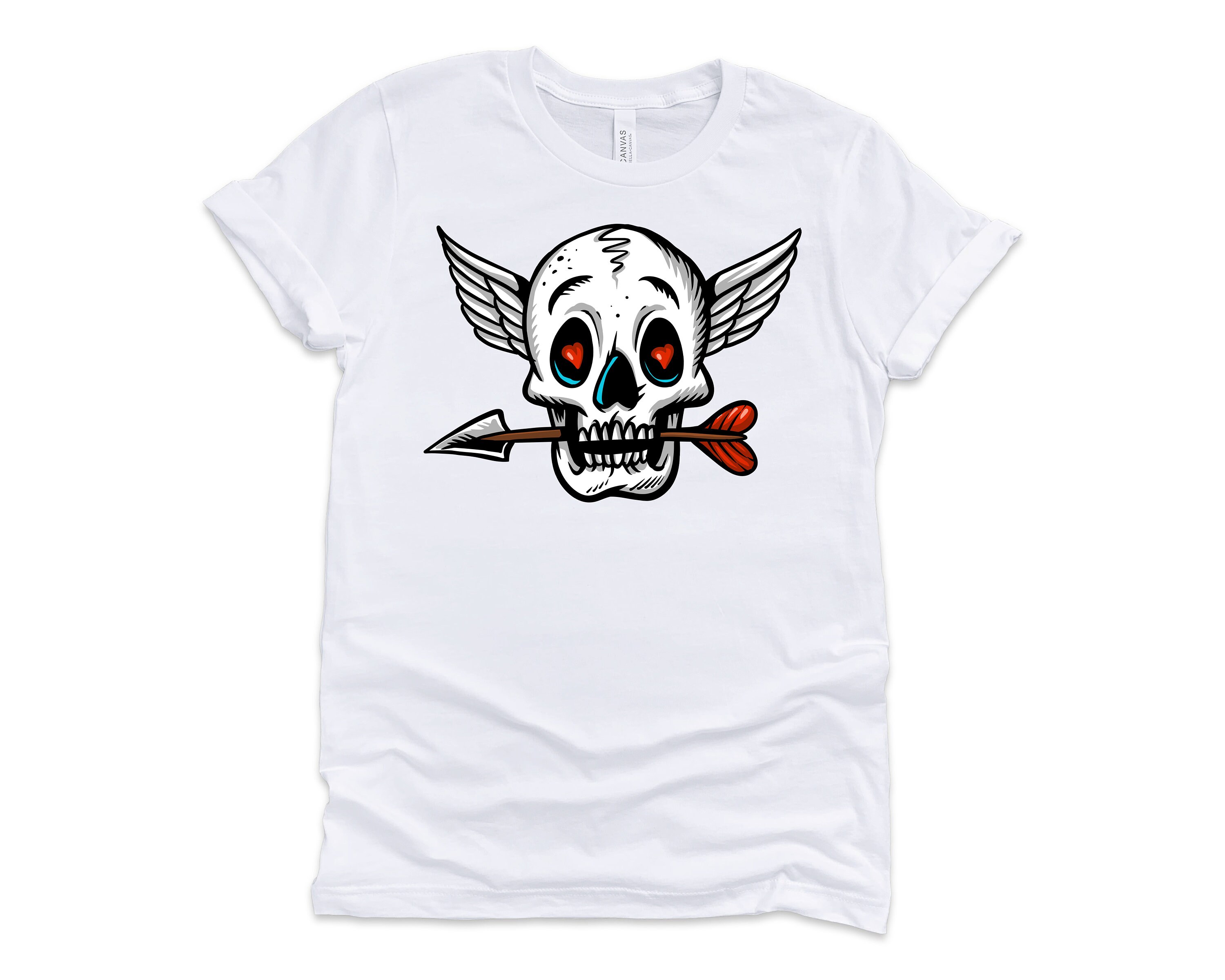 Cupid Skull Shirt-unisex Tee-cool Graphic Tee-valentine's Shirt-men's ...