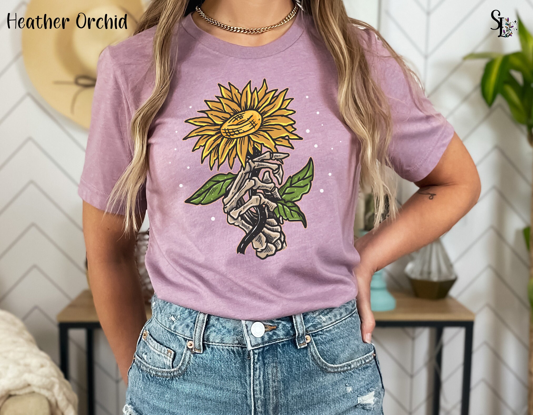 Skeleton Sunflower Shirt Cute Womens Tshirt Edgy Style Clothing Unique ...