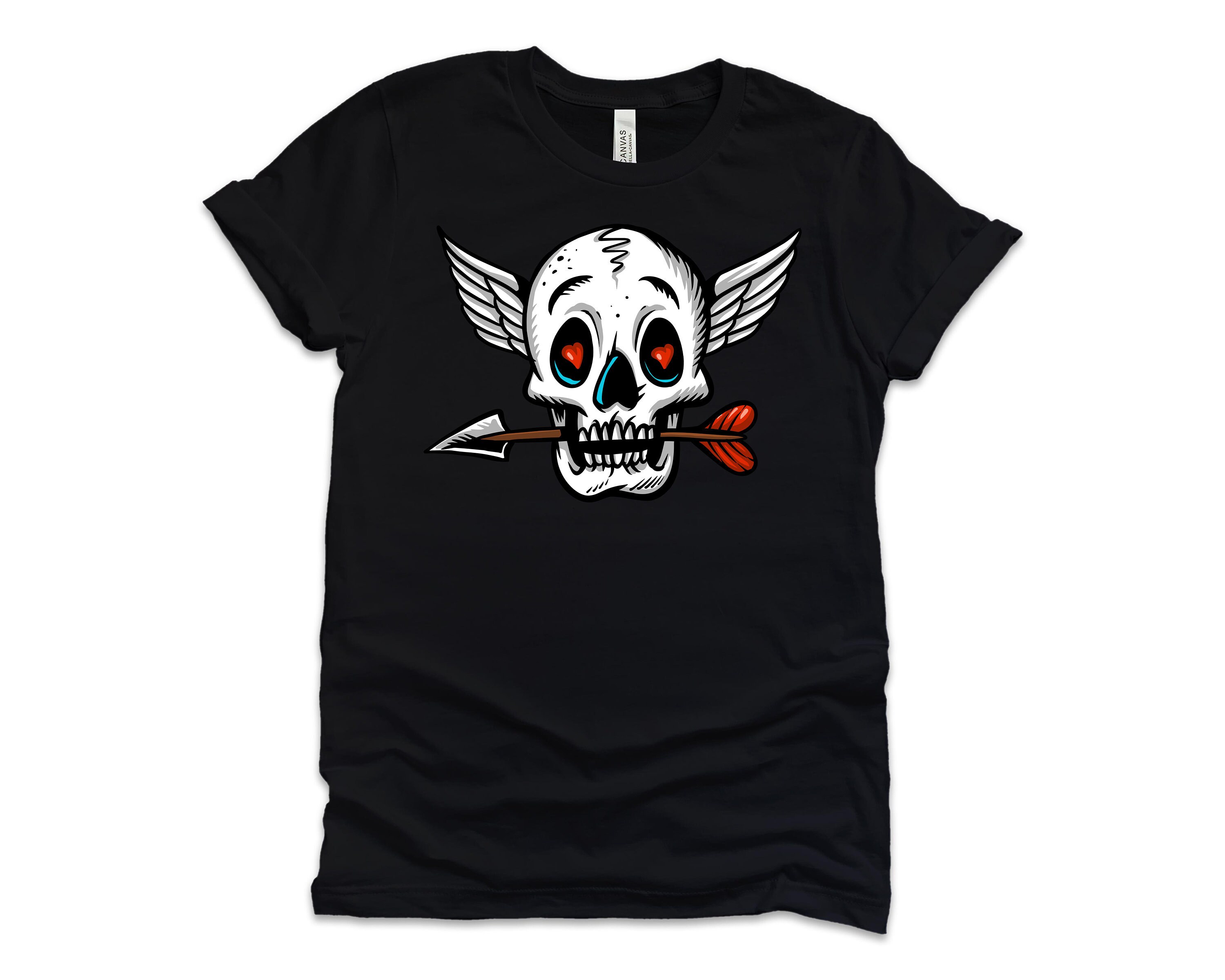 Cupid Skull Shirt-unisex Tee-cool Graphic Tee-valentine's Shirt-men's ...