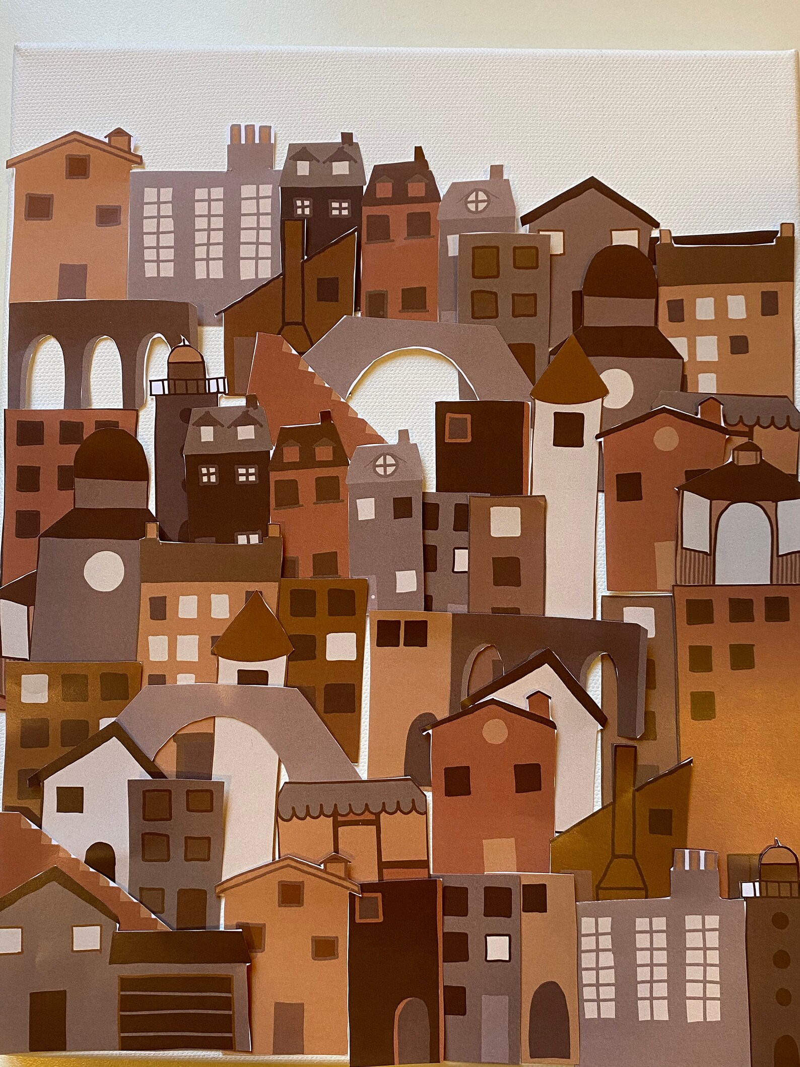 Paper Craft Printable Cityscape Collage Art Neutral Color - Etsy