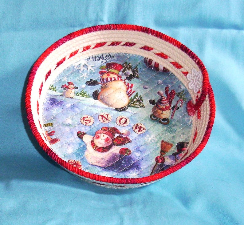 Snowman Rope Bowl: Handmade Christmas Candy Dish - Etsy