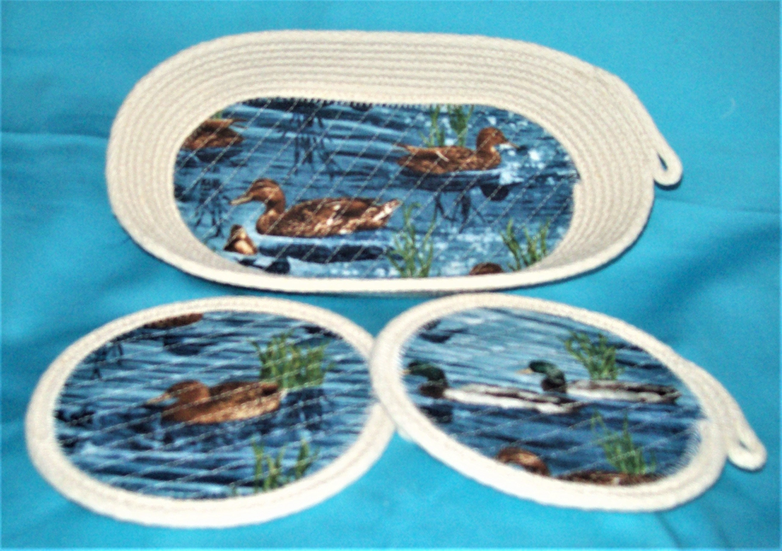 Duck Oval Rope Bowl and Rope Coasters-coiled Bowl for Men-mallard Ducks ...
