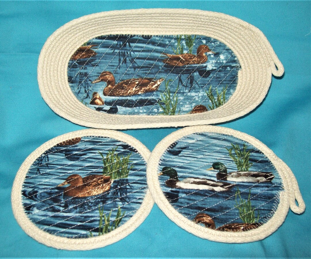 Duck Oval Rope Bowl and Rope Coasters-coiled Bowl for Men-mallard Ducks ...