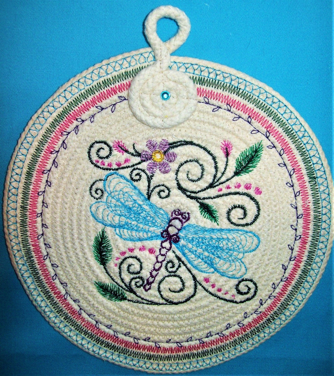 Ripple Dragonfly Rope Trivet-clothesline Bowl-7 1/2 Inches - Etsy