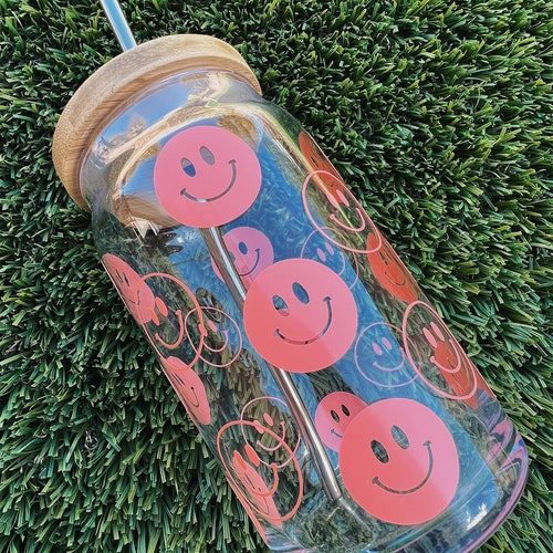 Smiley Face Glass Cup - Etsy
