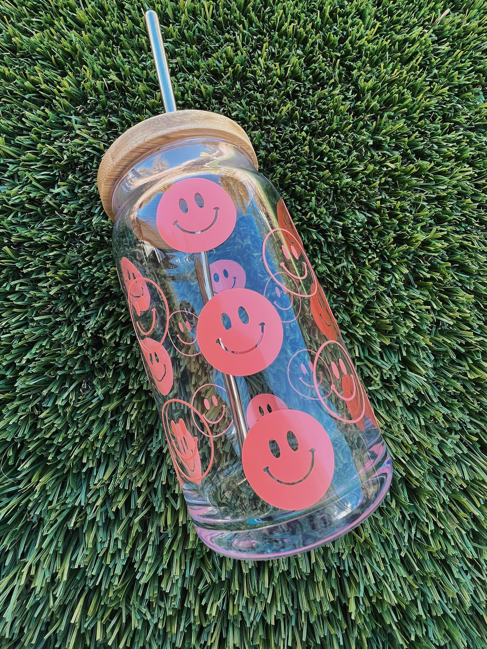 Smiley Face Glass Cup - Etsy