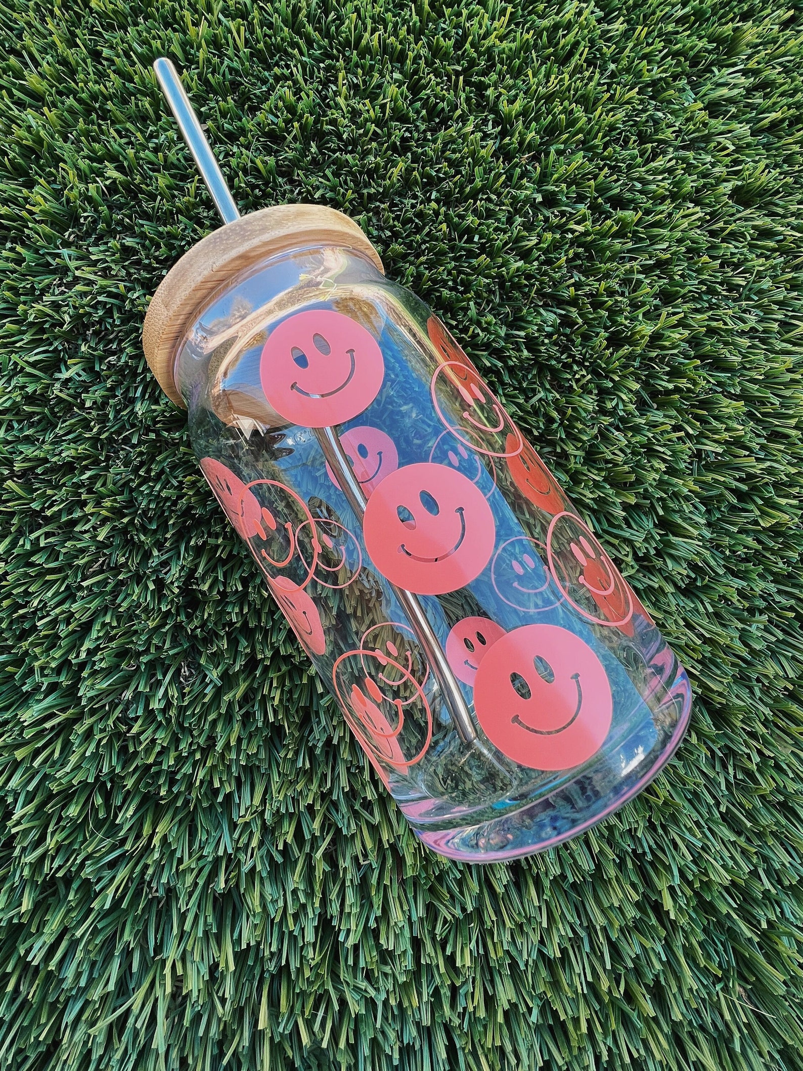 Smiley Face Glass Cup - Etsy