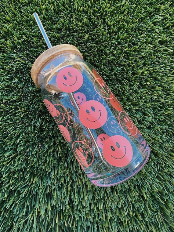 Smiley Face Glass Cup | Etsy
