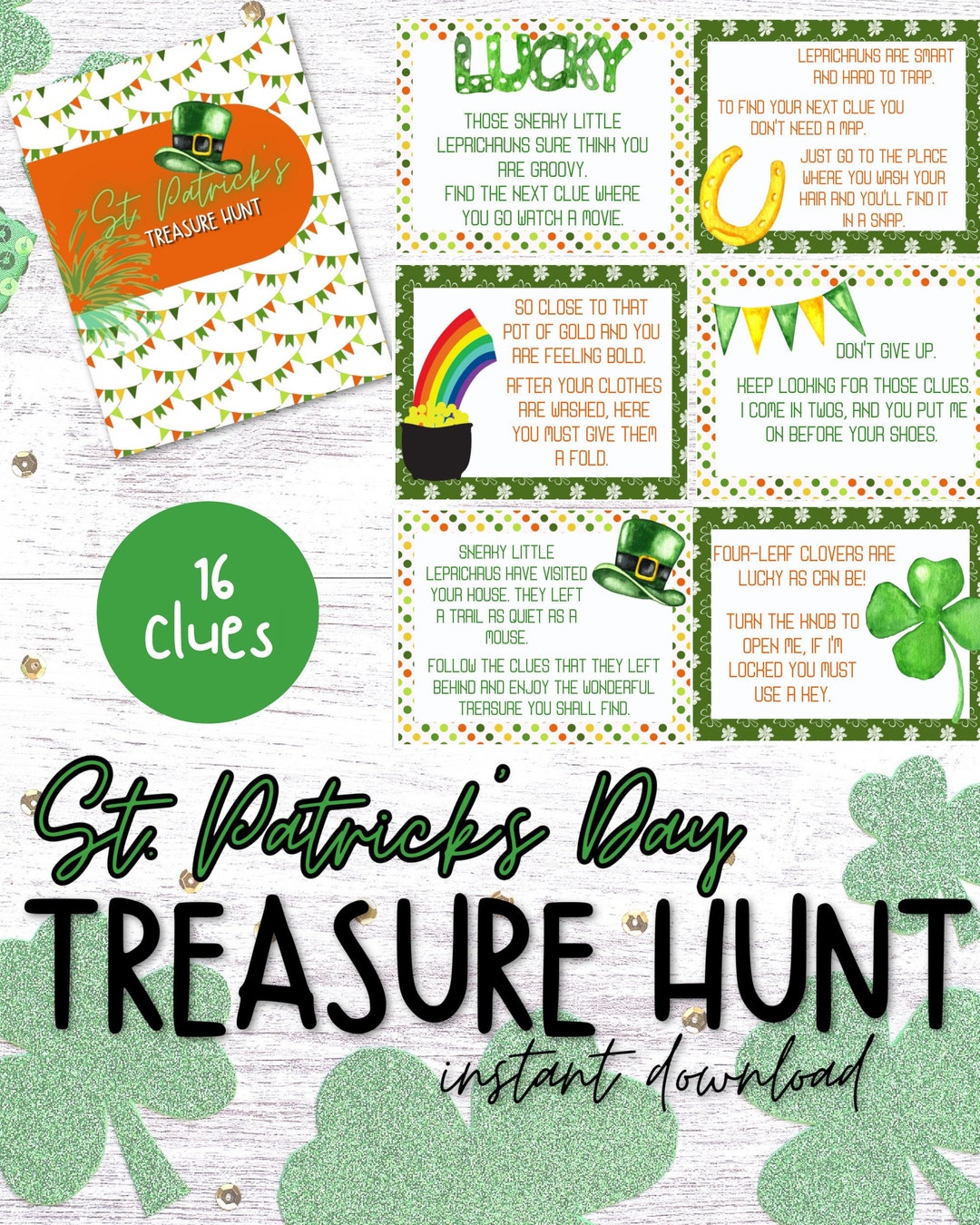 St Patricks Day Treasure Hunt, St Patricks Day Scavenger Hunt, St ...
