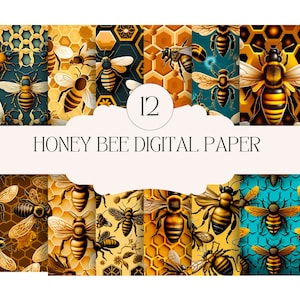 Honey Bee Digital Paper - Etsy