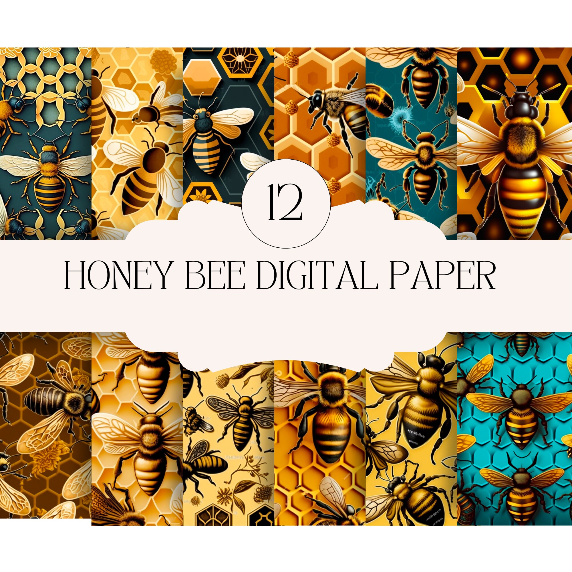 Honey Bee Digital Paper - Etsy