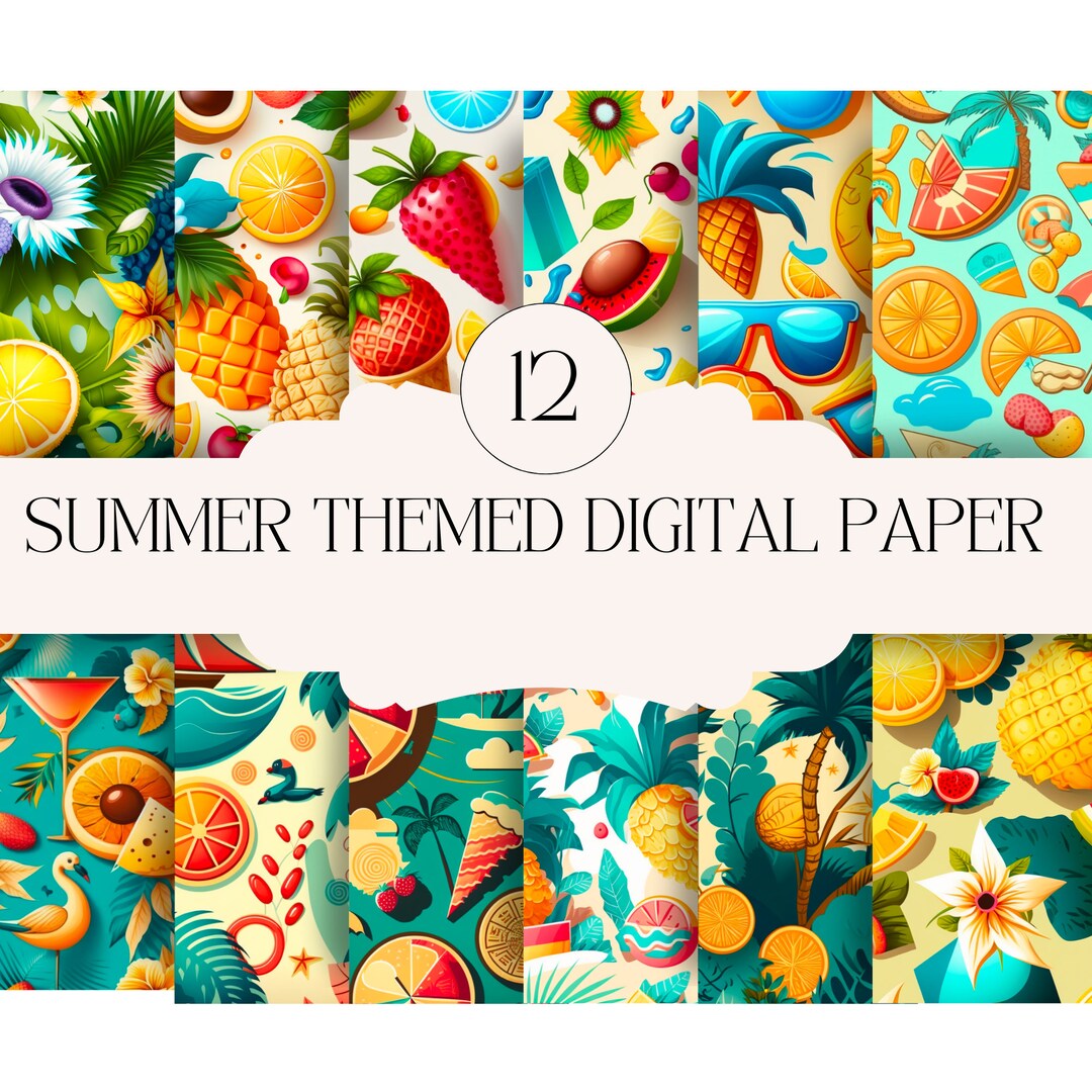 Summer Themed Digital Paper - Etsy