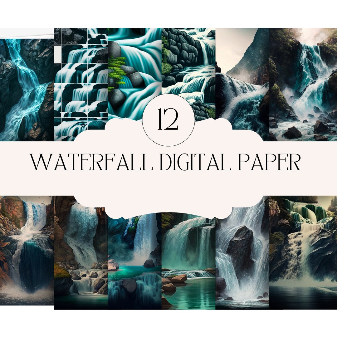 Waterfall Digital Paper - Etsy