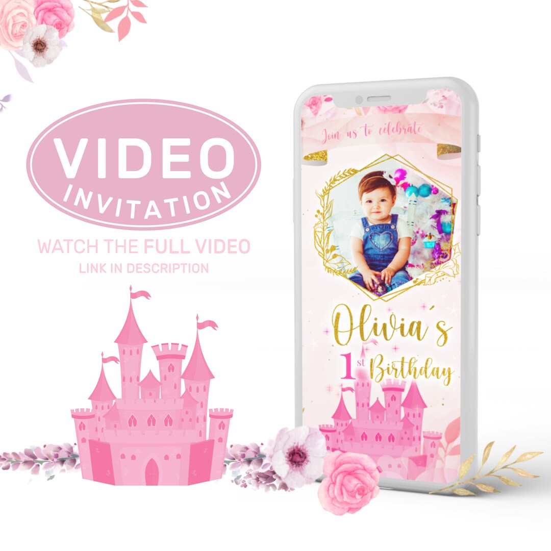 Pink Princess Invitation Princess Birthday Video Invitation in 24hs - Etsy