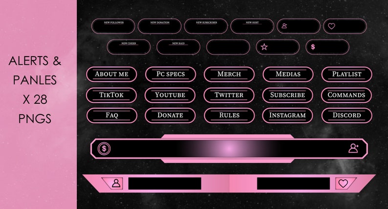 Pink Cosmic Stream Package Animated Planets Streamer Pack Overlays ...