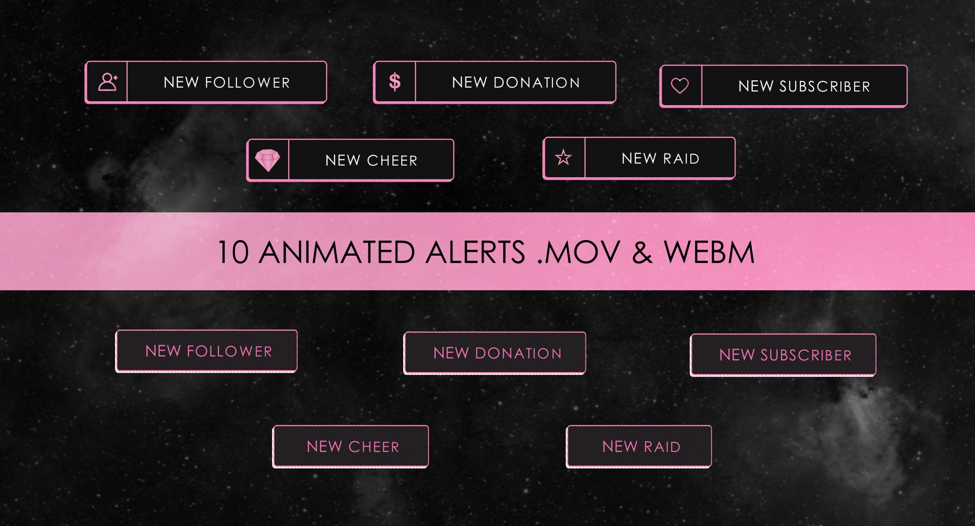 Pink Cosmic Stream Package Animated Planets Streamer Pack Overlays ...