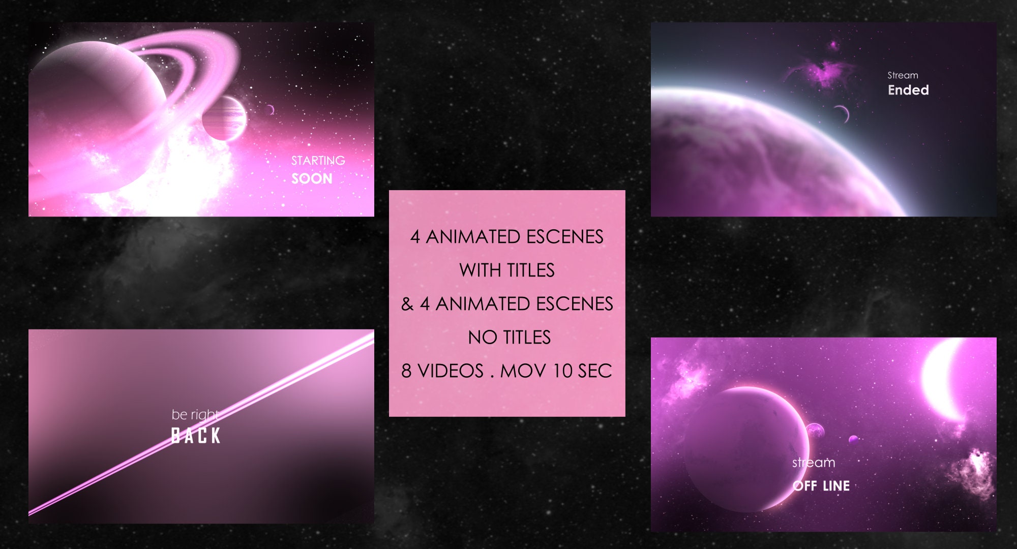 Pink Cosmic Stream Package Animated Planets Streamer Pack Overlays ...