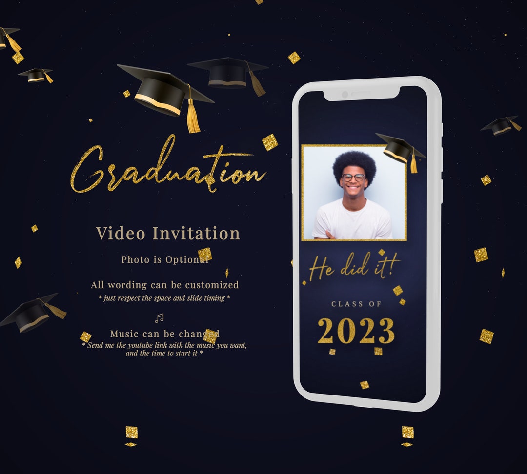 Animated Graduation Invitation, Grad Announcement, Graduation Party ...