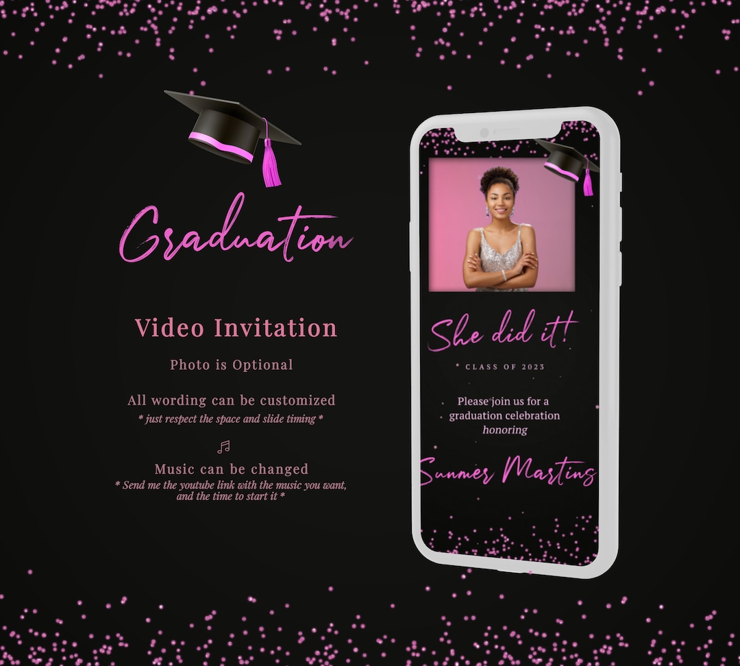 Animated Graduation Invitation, Grad Announcement, Graduation Party ...