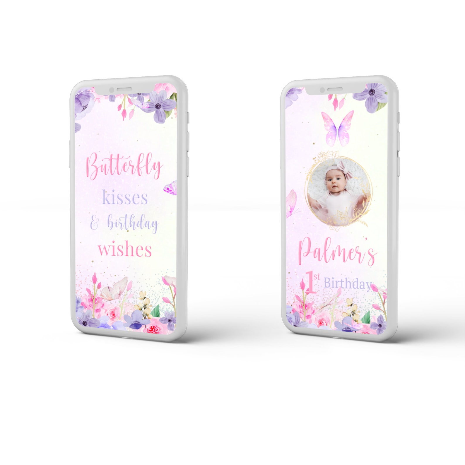 Butterfly Birthday Video Invitation, Pink and Purple Butterflies - Etsy