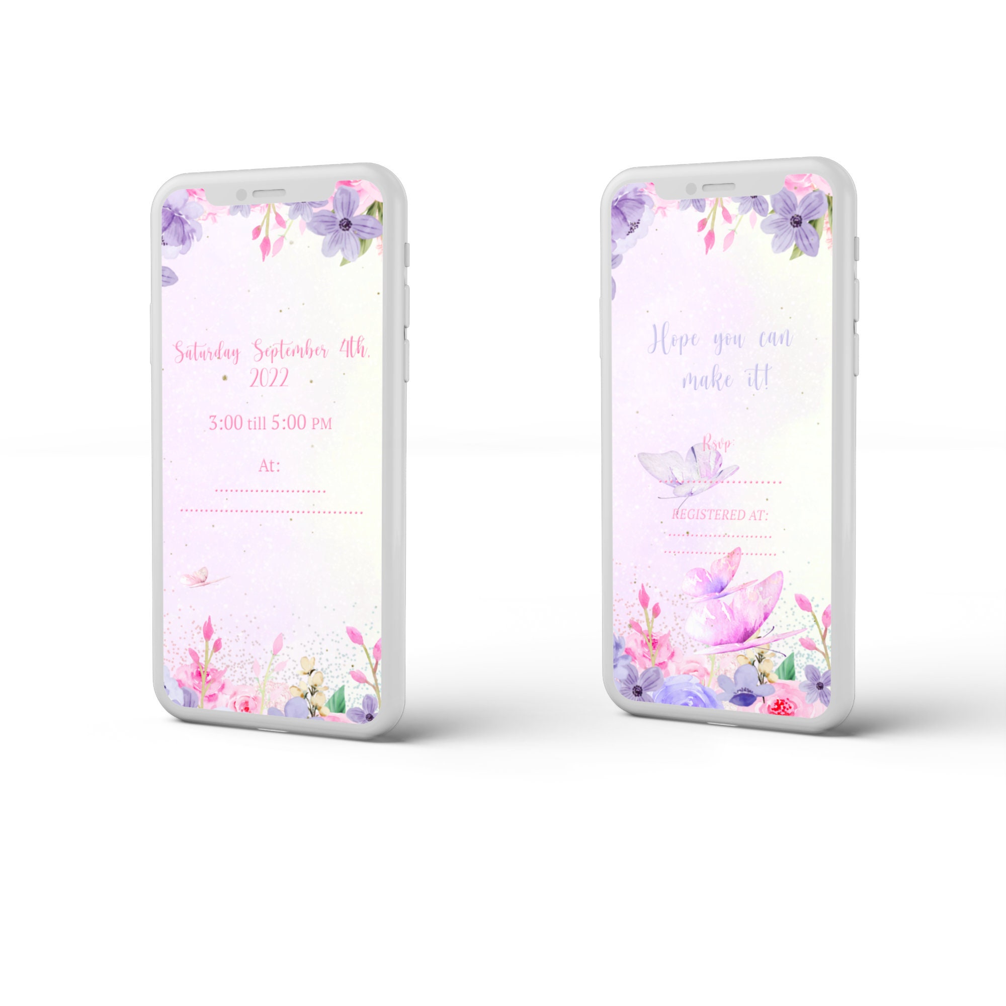 Butterfly Birthday Video Invitation, Pink and Purple Butterflies - Etsy