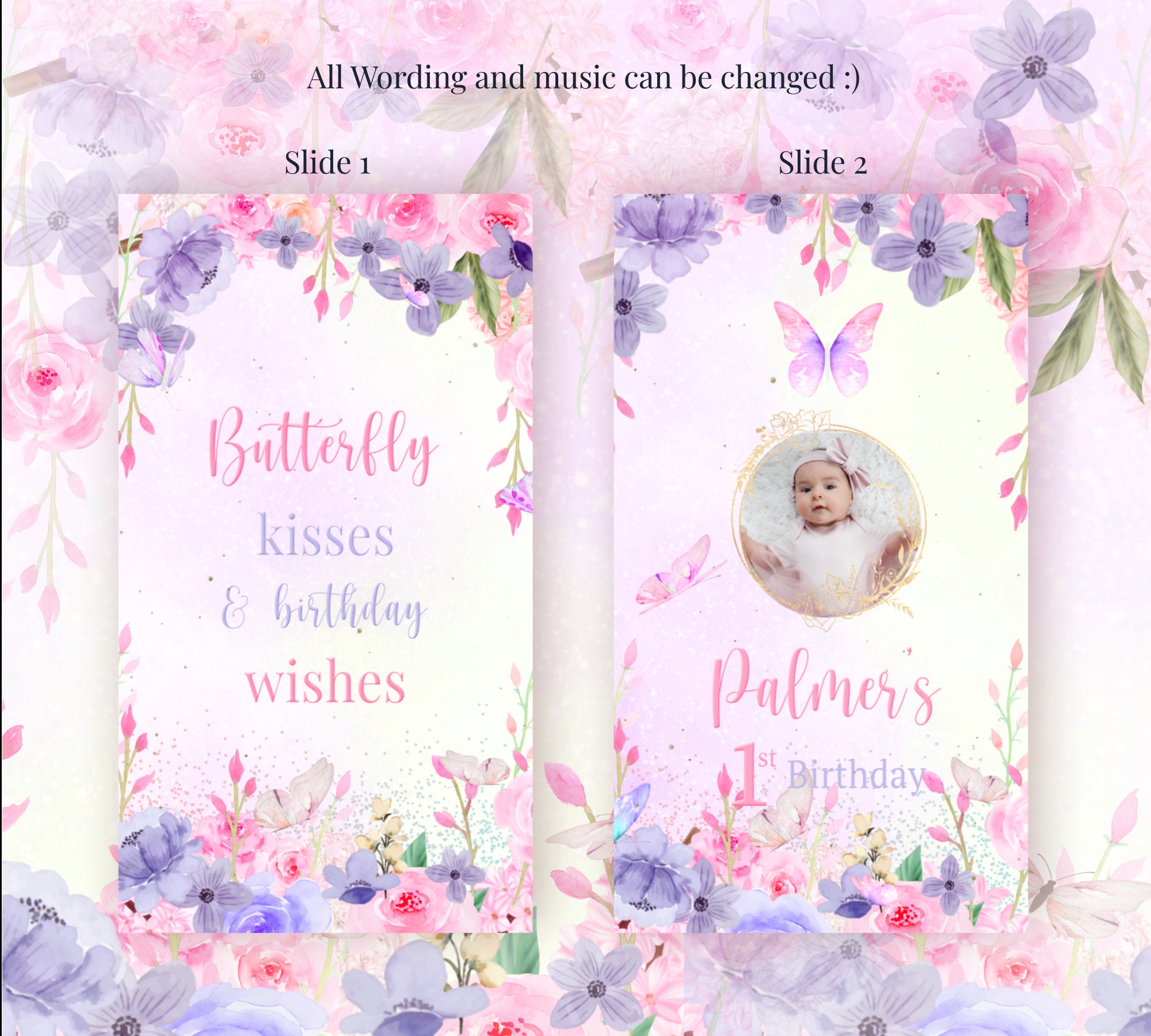 Butterfly Birthday Video Invitation, Pink and Purple Butterflies - Etsy