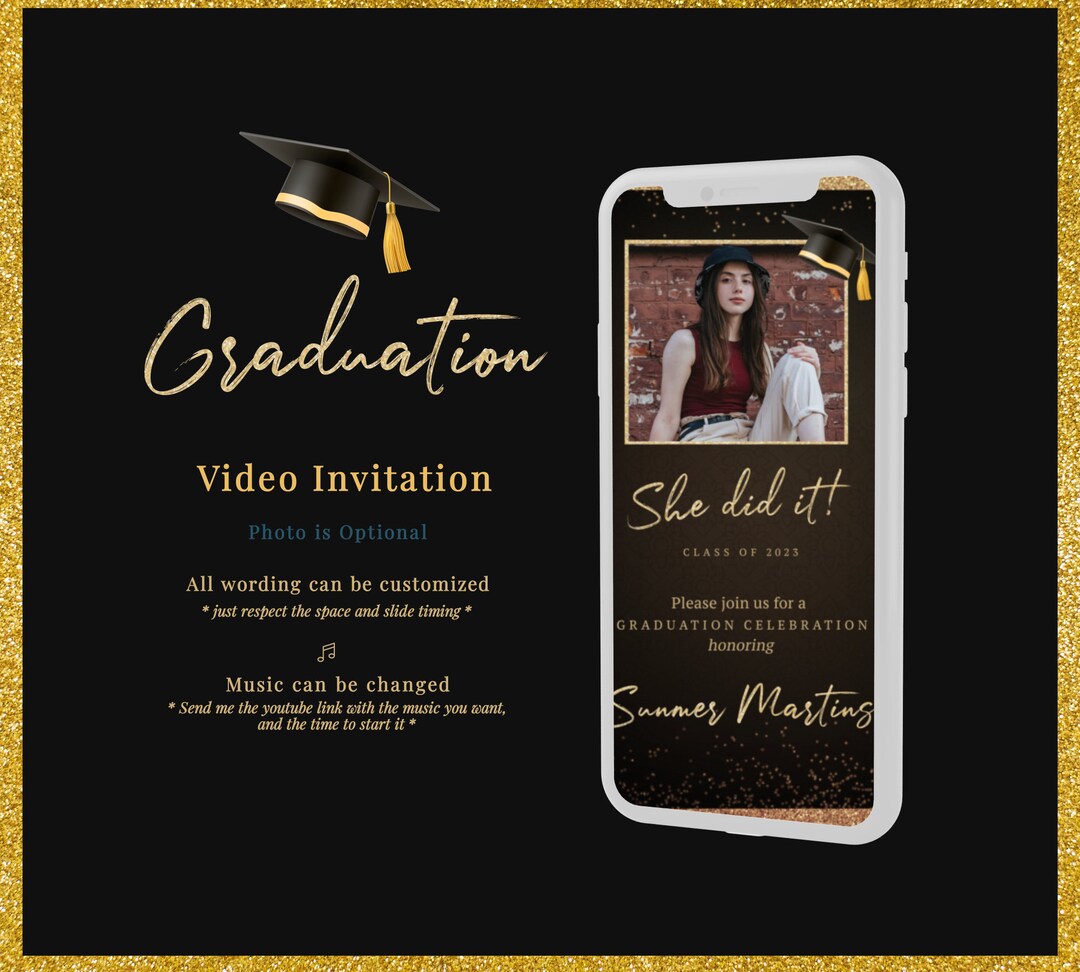 Animated Graduation Invitation, Grad Announcement, Graduation Party ...
