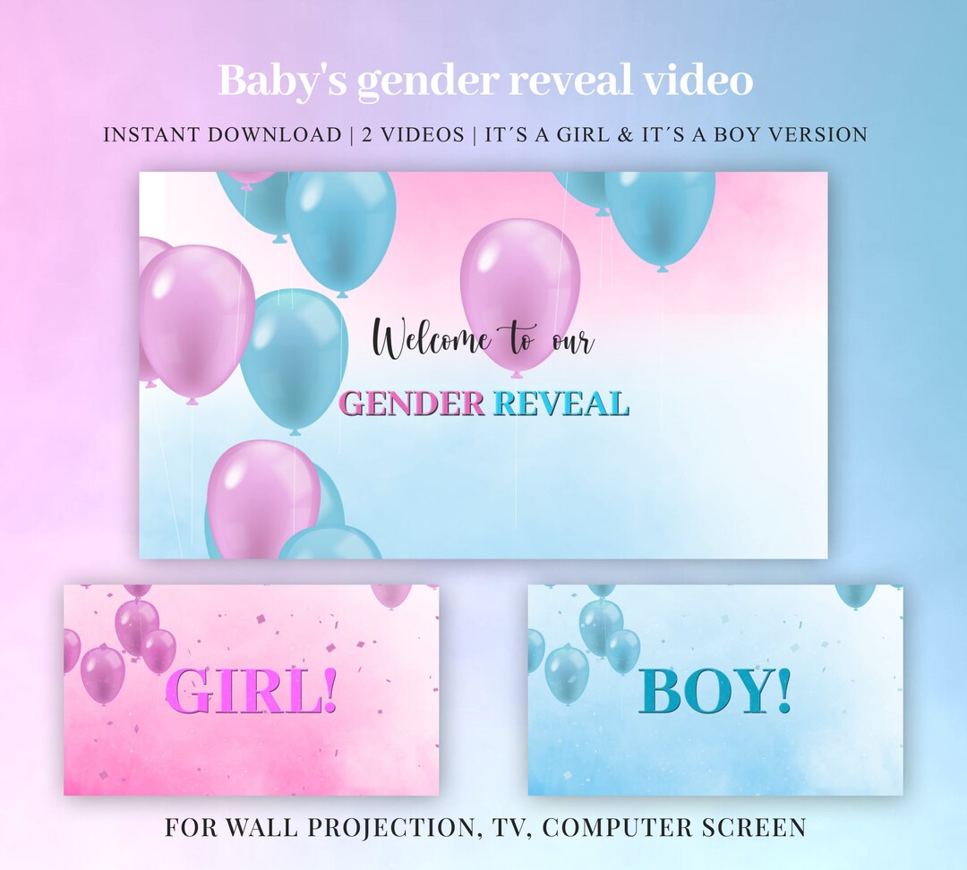 Gender Reveal Video It's a Boy and It's A Girl, Video Digital Announcement, Screen Wall ...