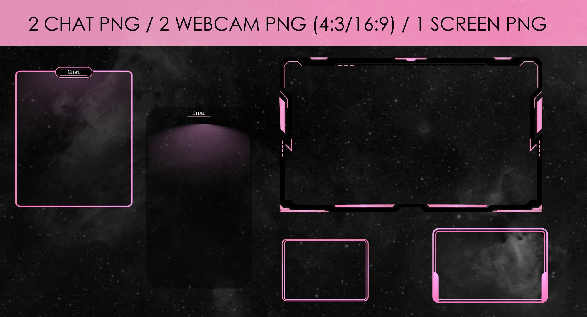Pink Cosmic Stream Package Animated Planets Streamer Pack Overlays ...