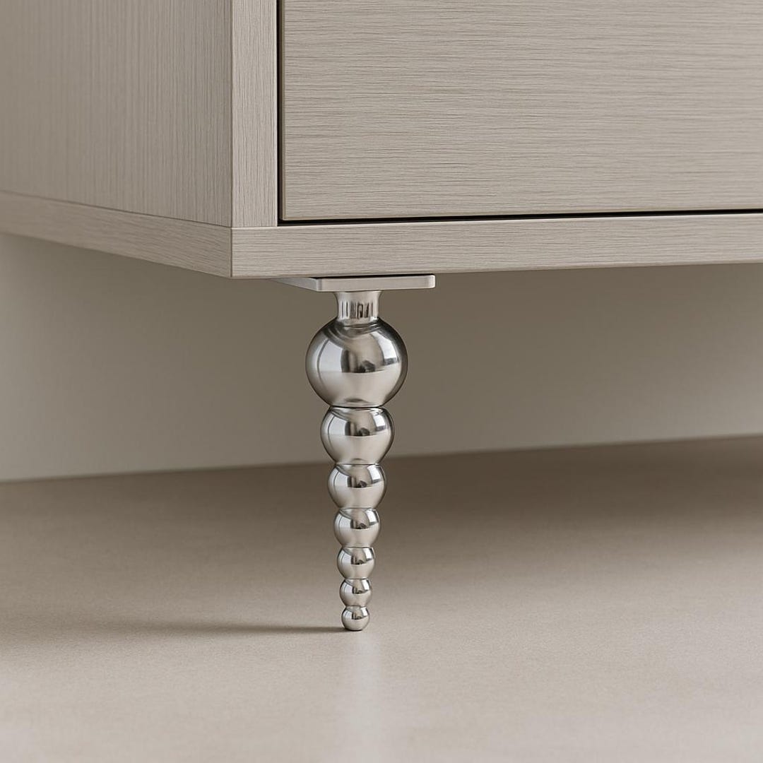 4pcs Modern Chrome Metal Furniture Leg – 8 Inch Decorative Ball Tapered ...