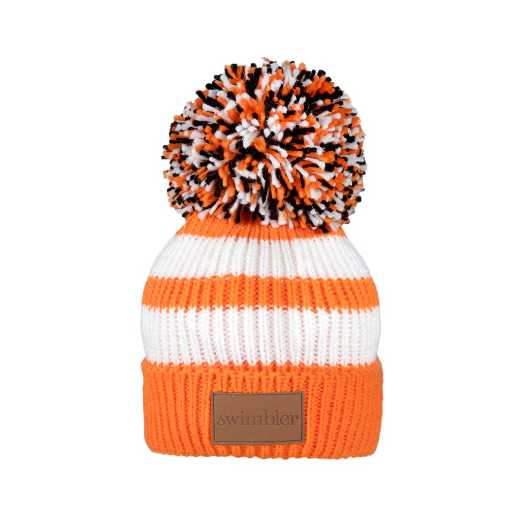 Swimbler Fleece Lined Orange Waterproof 3 Layer Bobble Hat 15cm Huge ...